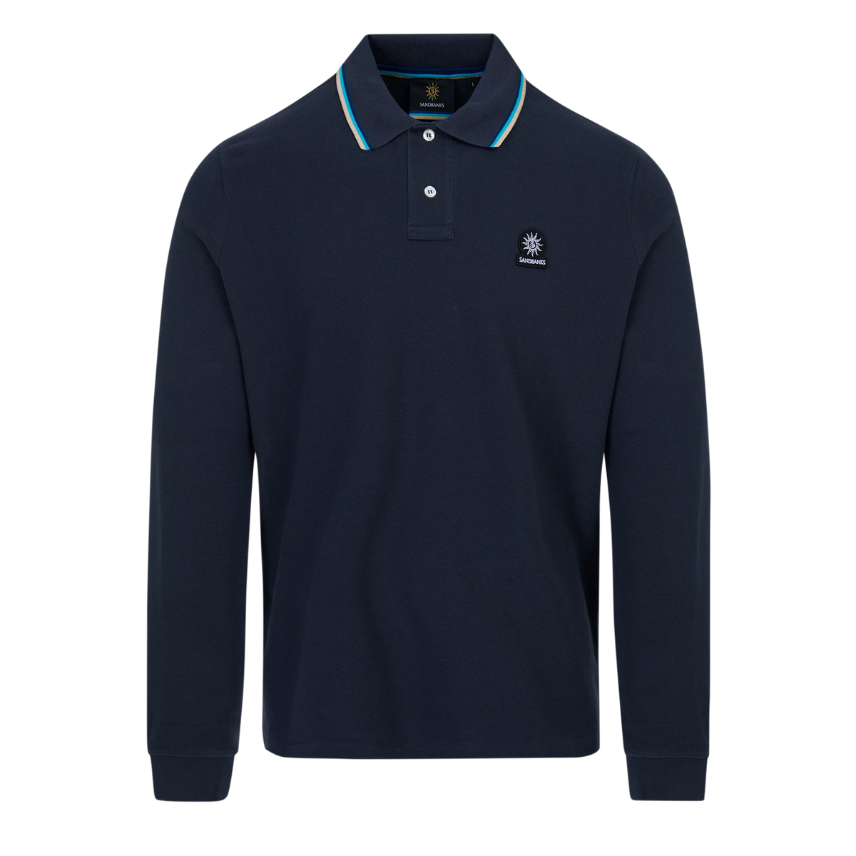 Sandbanks Badge Logo Long Sleeve Polo Shirt - Anthracite