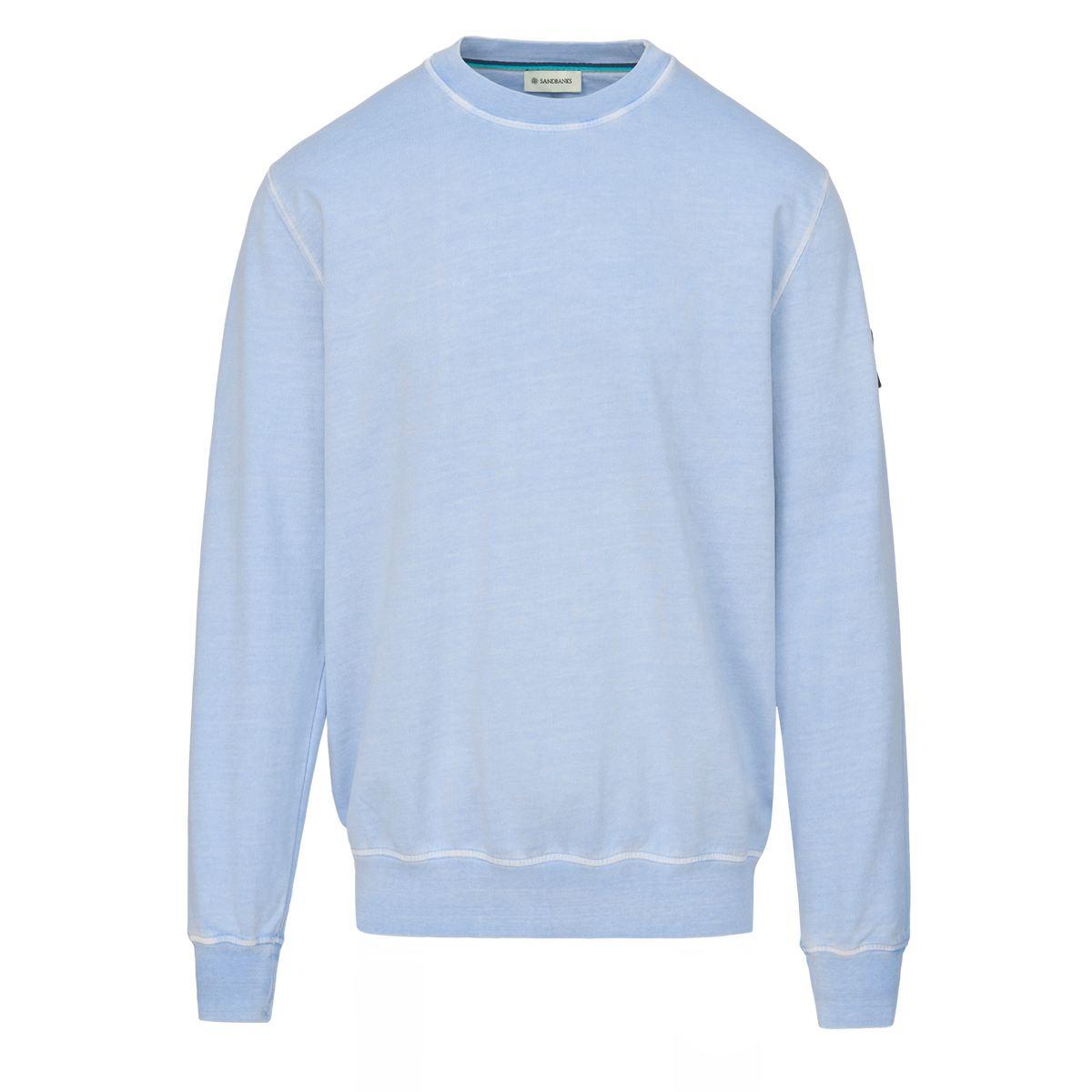 Sandbanks Badge Logo Mineral Wash Sweatshirt - Dusty Blue