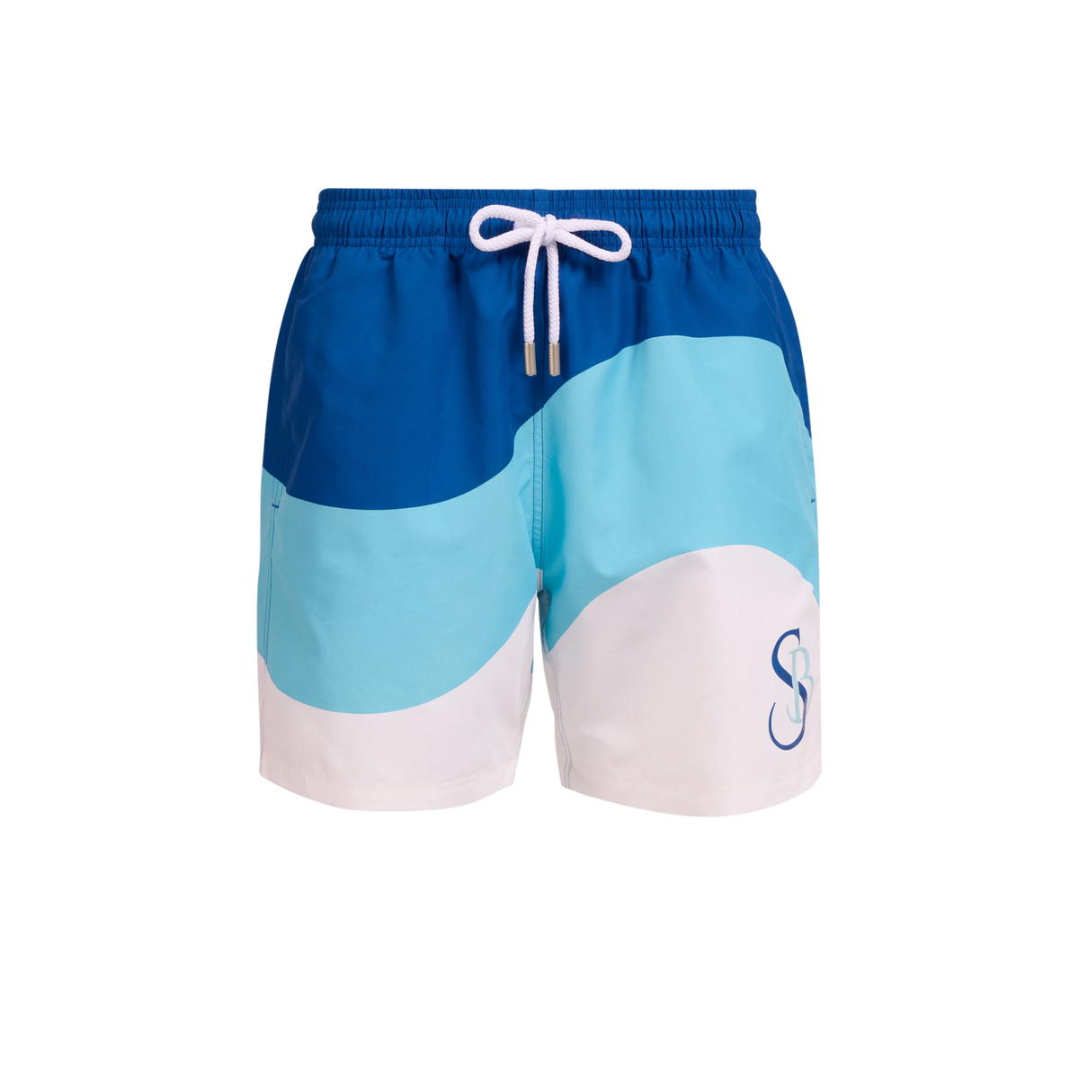 Sandbanks Tri-Colour Wave Swim Shorts - Blue/White